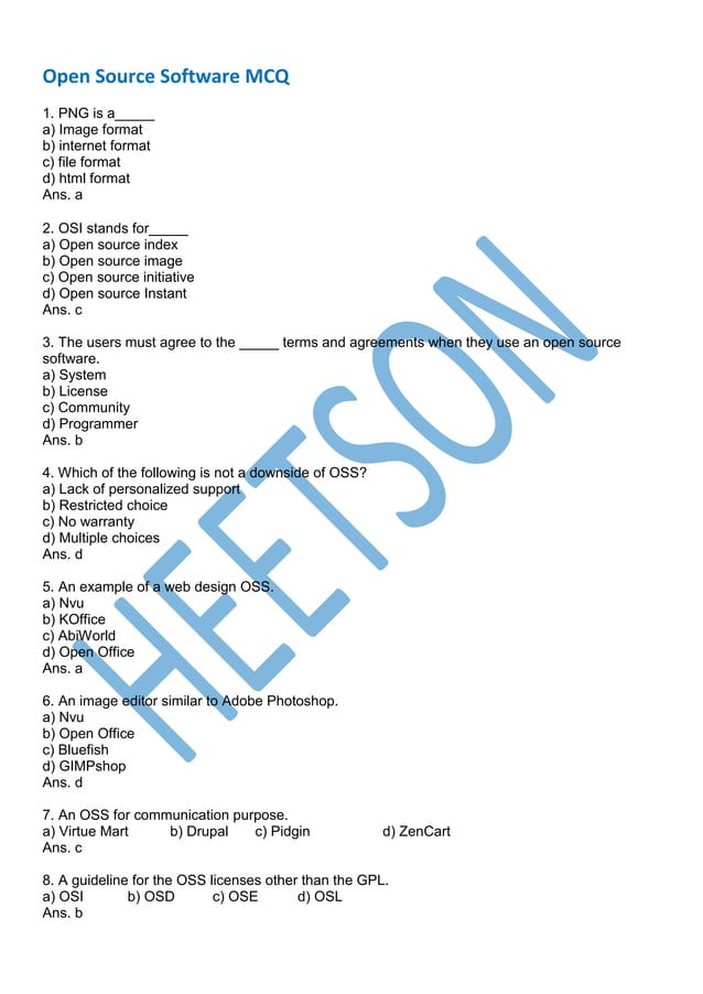 Open Source Software Important Questions | PDF | Operating Systems | Computer Software and ...