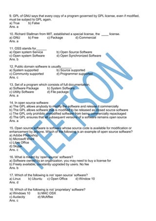 Open Source Software Important Questions | PDF