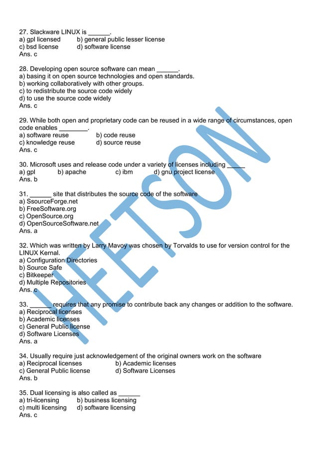 Open Source Software Important Questions | PDF | Operating Systems | Computer Software and ...