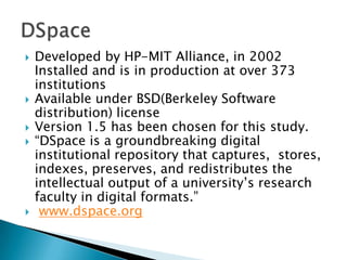 Open source tools developing digital libraries | PPT