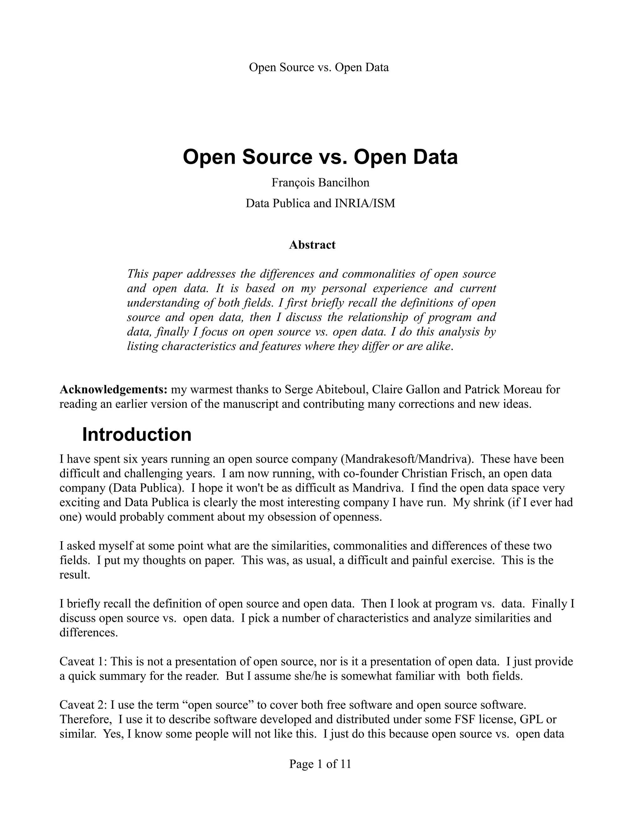 Open source vs. open data | PDF