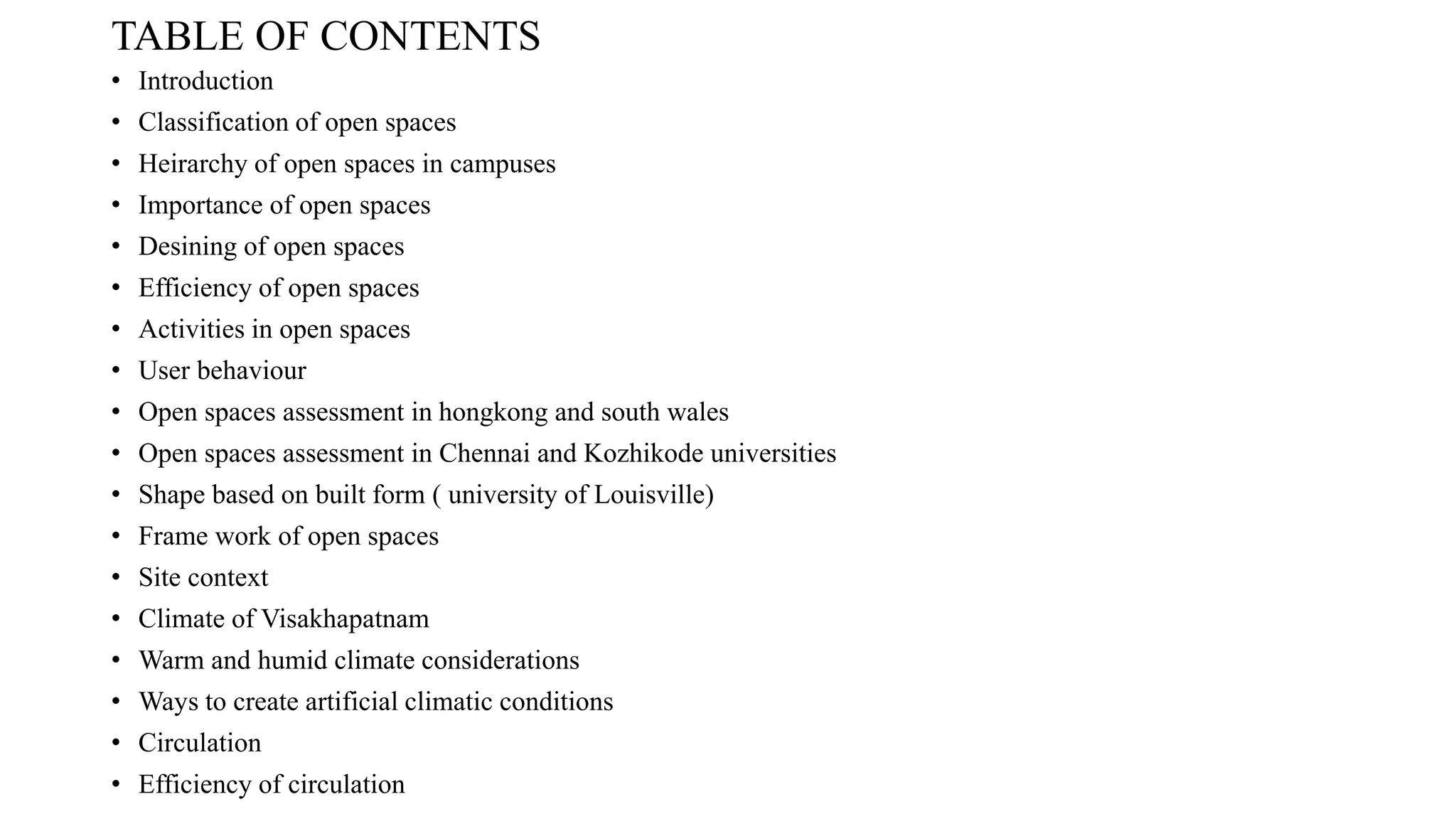 Recreation Spaces, Open Spaces and student residences Literature Study ...