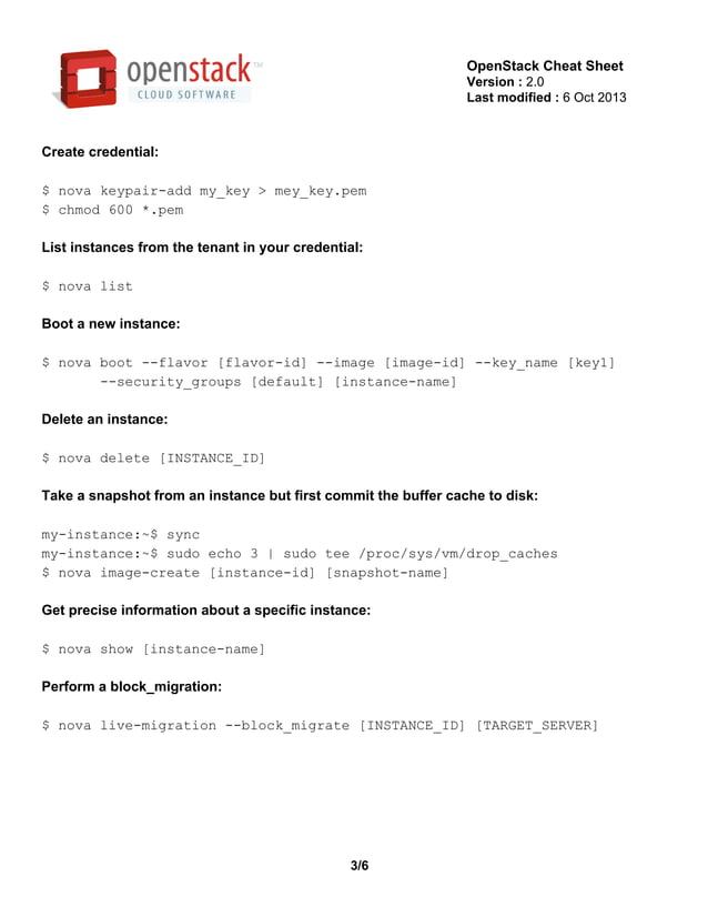OpenStack Cheat Sheet V2 | PDF | Computer Networking | Computing