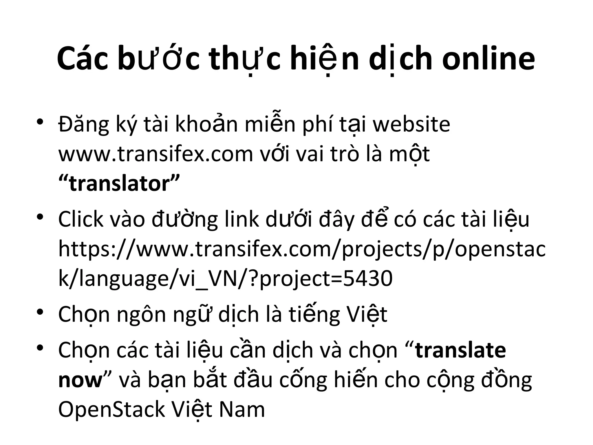 Openstack and (Vietnamese) Translation | PPT