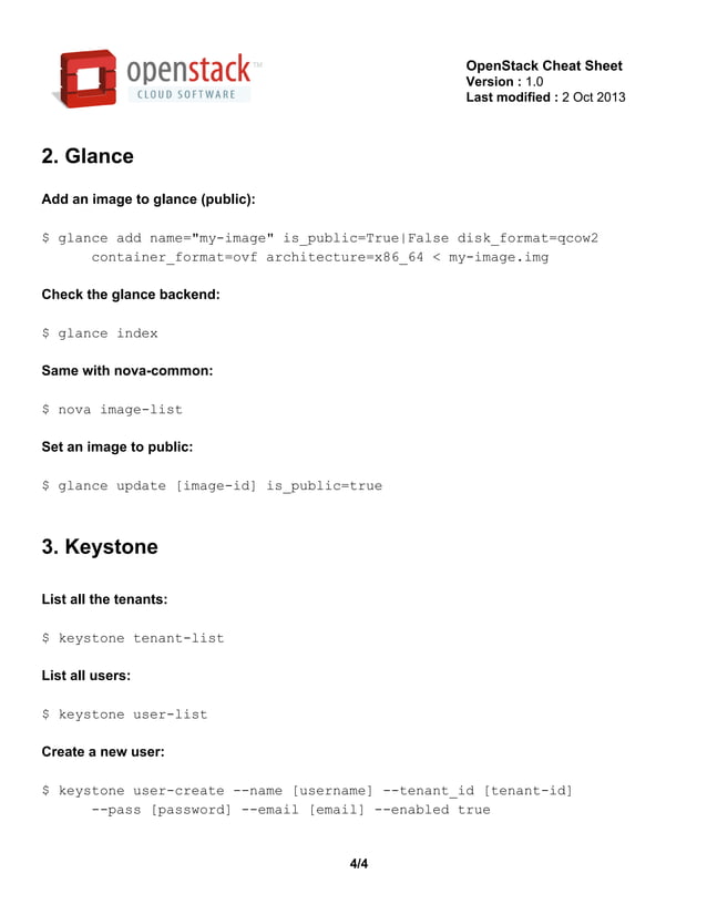 Open Stack Cheat Sheet V1 | PDF