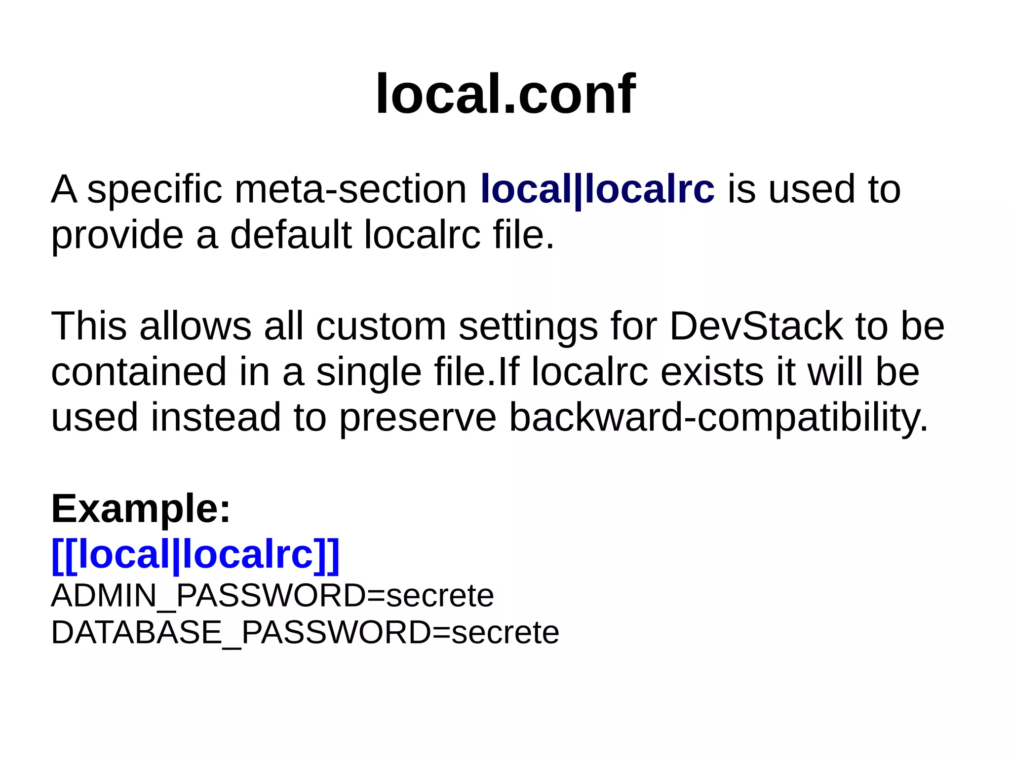 Openstack Devstack Configuration Localrc Nf Tutorial Ppt 9488