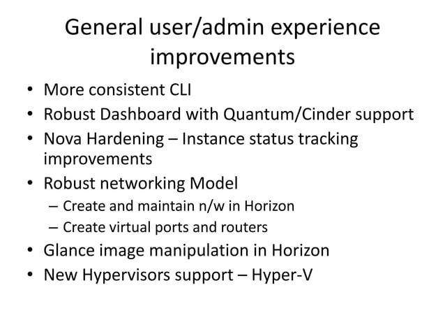 Open stack journey from folsom to grizzly | PPT