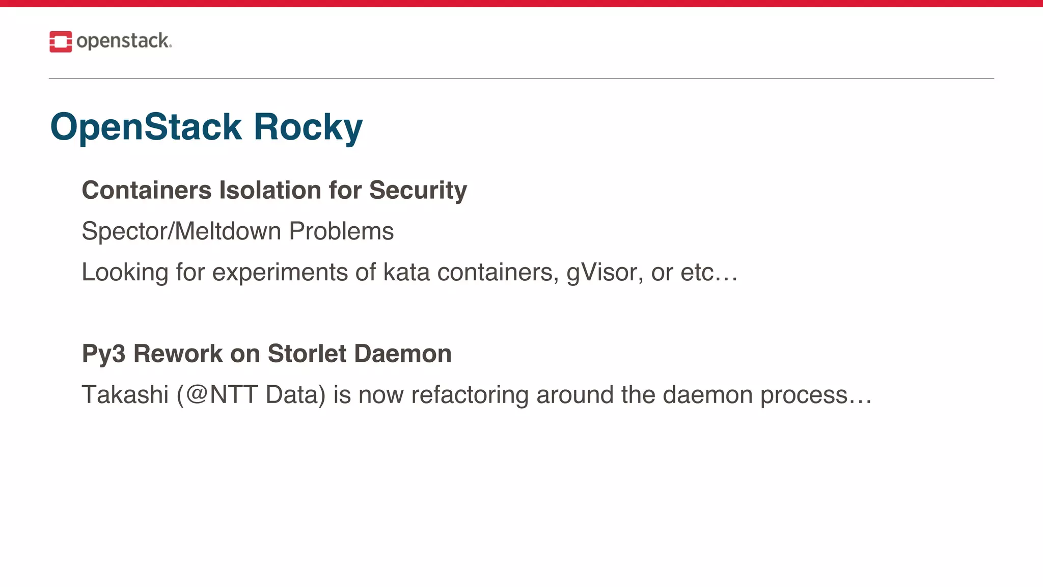 OpenStack Summit Storlets Project Update Queens | PPT