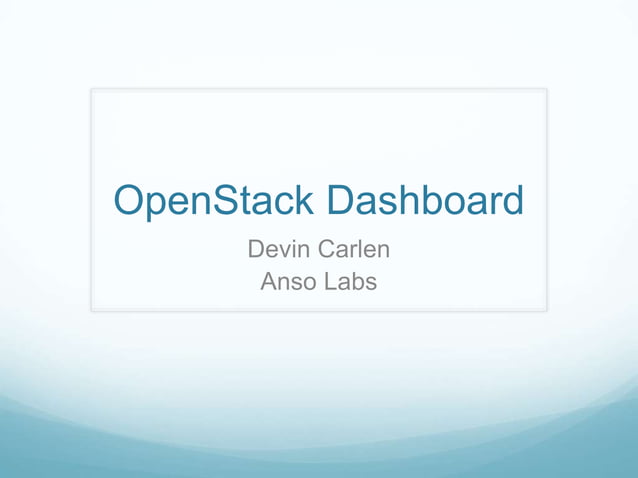 OpenStack vagrant & dashboard | PPT