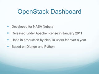 OpenStack vagrant & dashboard | PPT