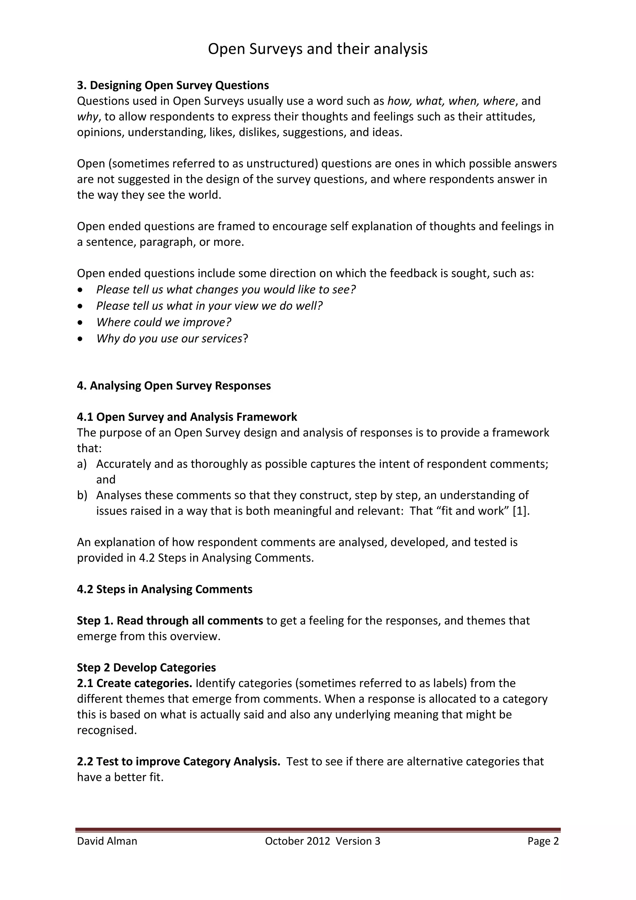 Open surveys and their analysis v3 | PDF