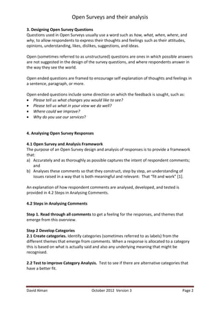 Open surveys and their analysis v3 | PDF