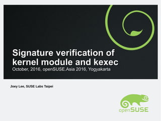 Signature verification of kernel module and kexec | PPT