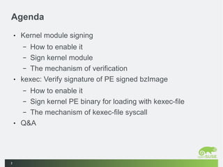 Signature verification of kernel module and kexec | ODP