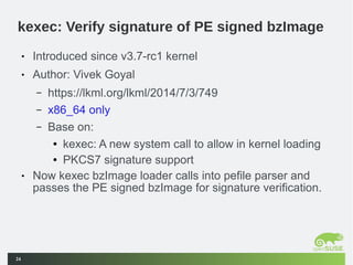 Signature verification of kernel module and kexec | ODP