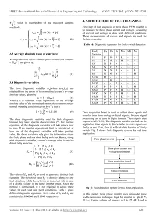 Open switch fault diagnosis in three phase inverter | PDF