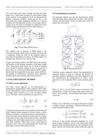 Open switch fault diagnosis in three phase inverter using diagnostic variable method | PDF