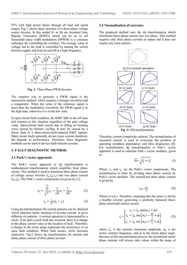 Open switch fault diagnosis in three phase inverter using diagnostic ...