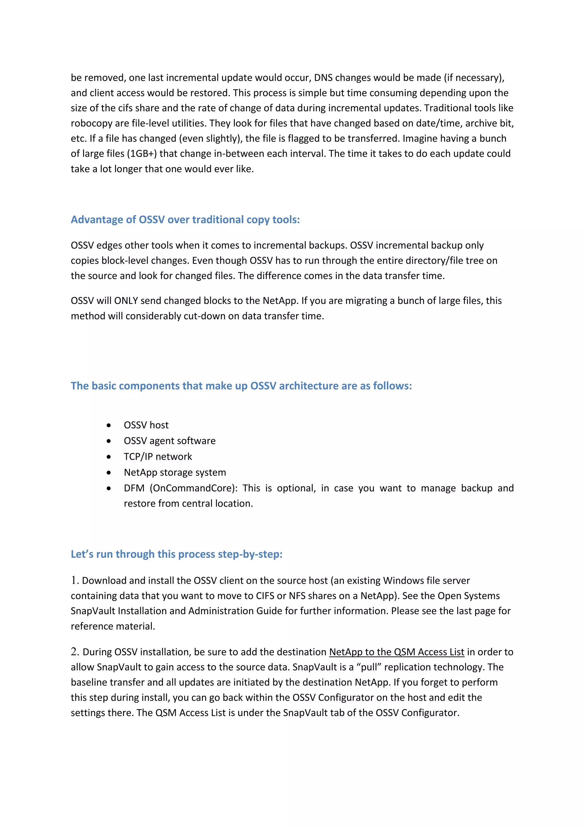 OSSV [Open System SnapVault] | PDF