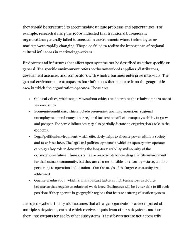 Open systems theory | DOCX | Environment | Science