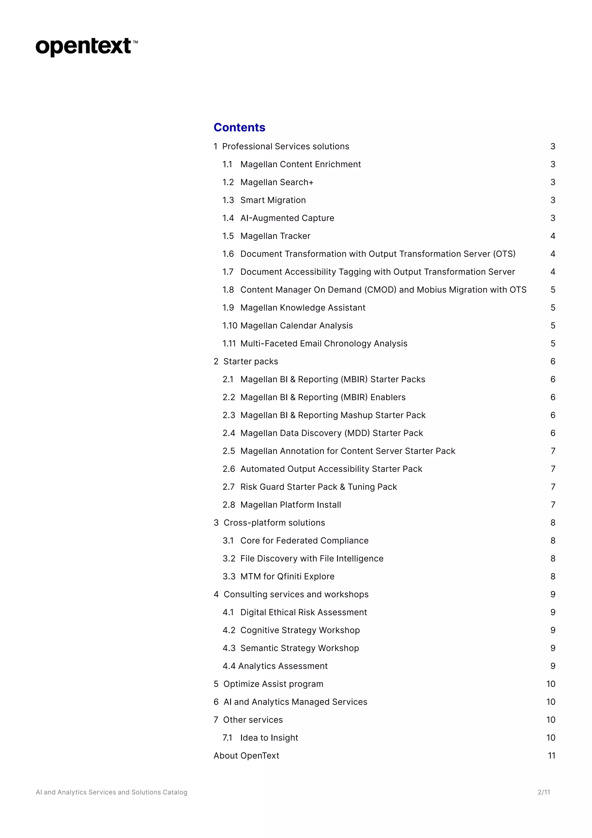 OpenText AI & Analytics Services and Solutions Catalog | PDF