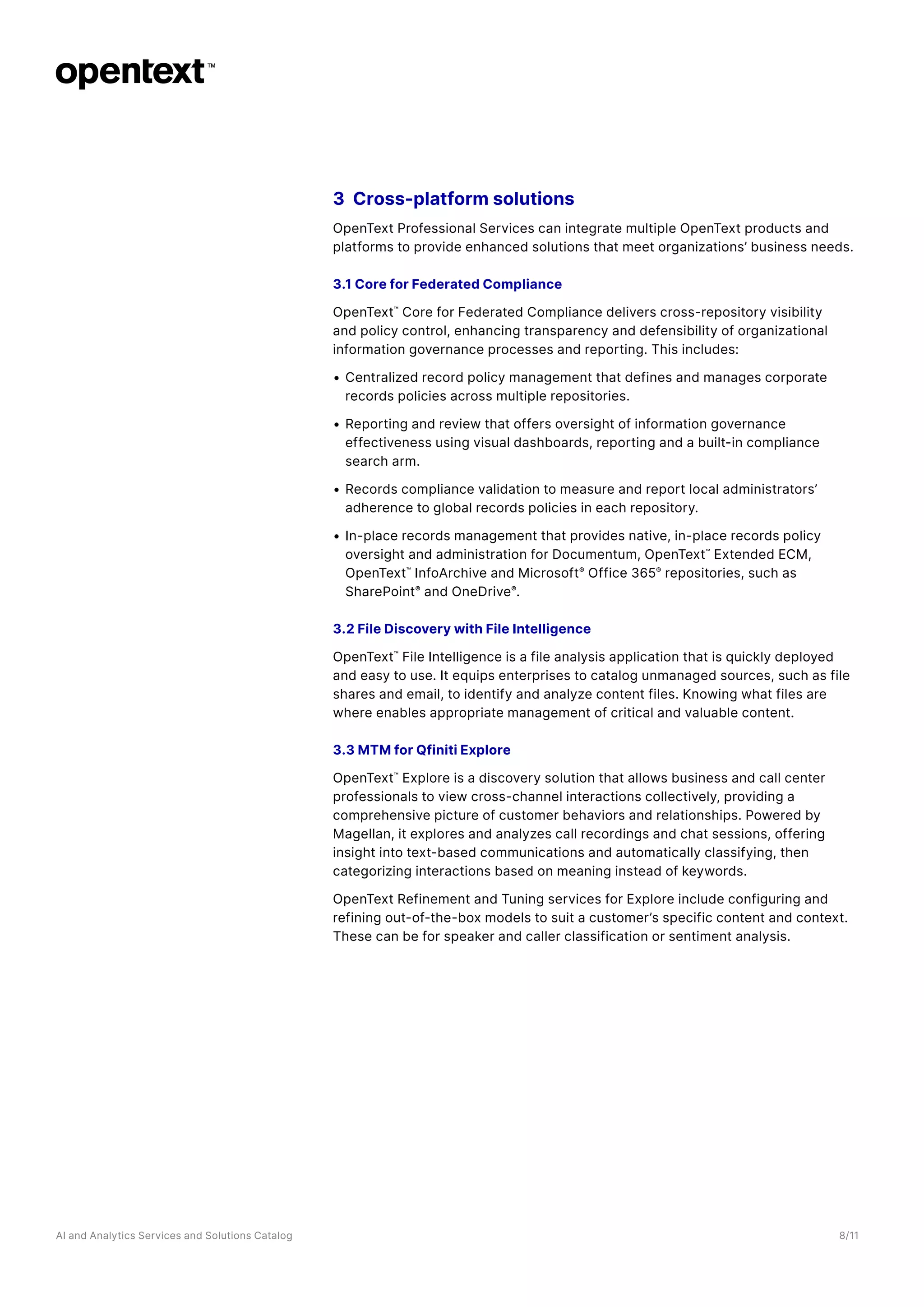 OpenText AI & Analytics Services and Solutions Catalog | PDF