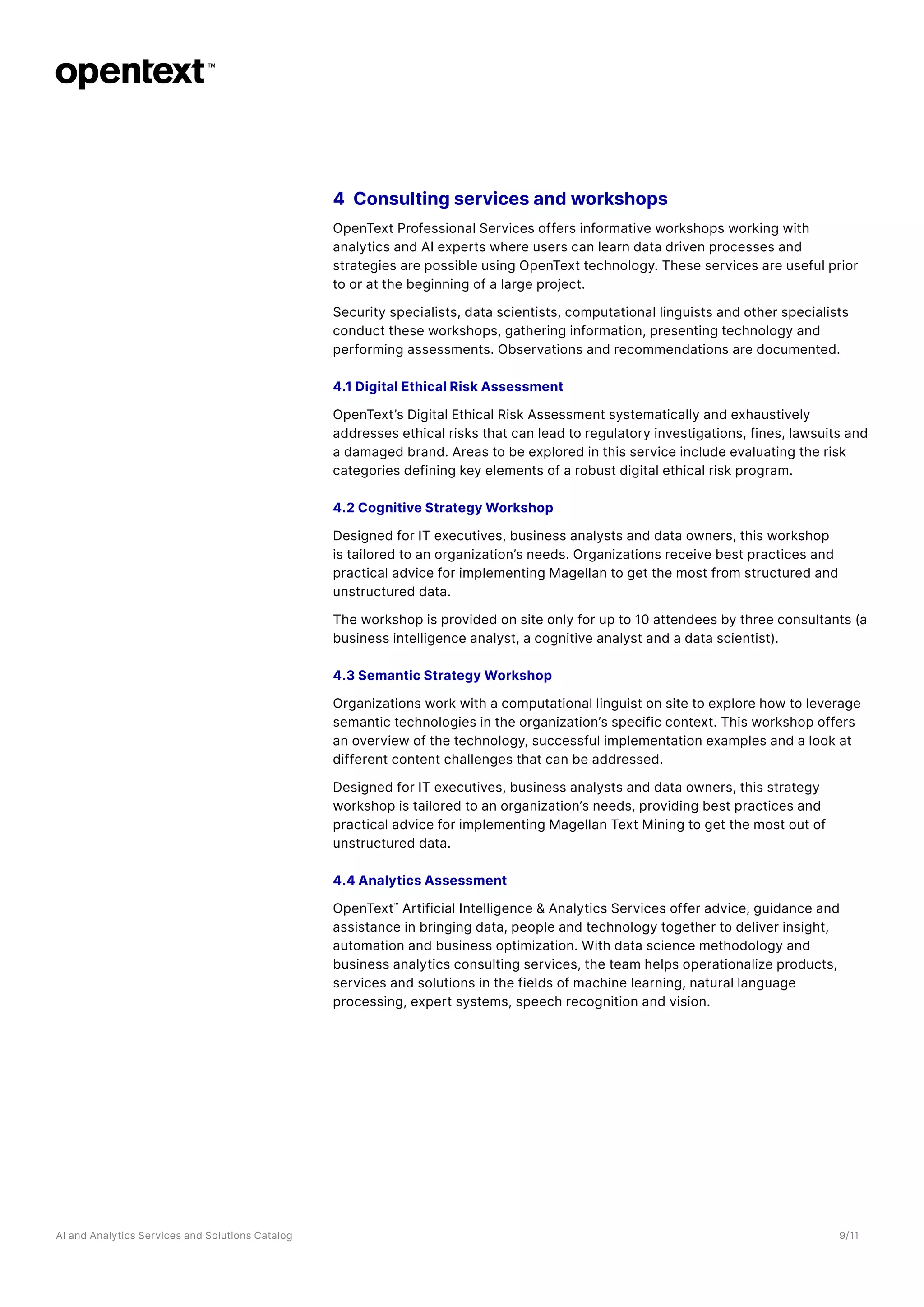OpenText AI & Analytics Services and Solutions Catalog | PDF