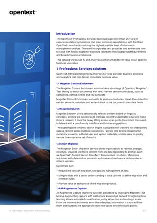 OpenText AI & Analytics Services and Solutions Catalog | PDF