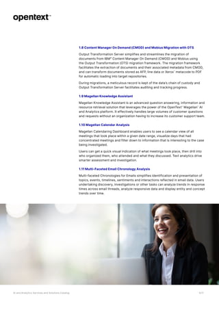 OpenText AI & Analytics Services and Solutions Catalog | PDF
