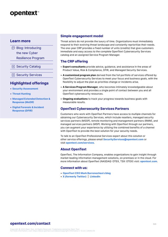 OpenText Cyber Resilience Program | PDF