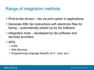 OpenText - Integrating Fax with Your EMR System | PPTX | Email | Internet