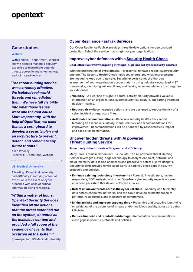 OpenText Cyber Resilience Fastrak | PDF
