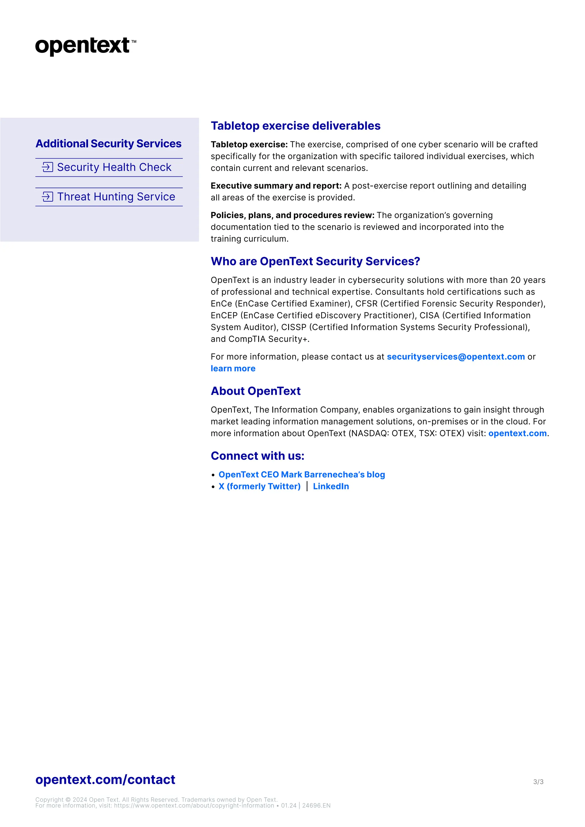 OpenText Cybersecurity Tabletop Exercise | PDF