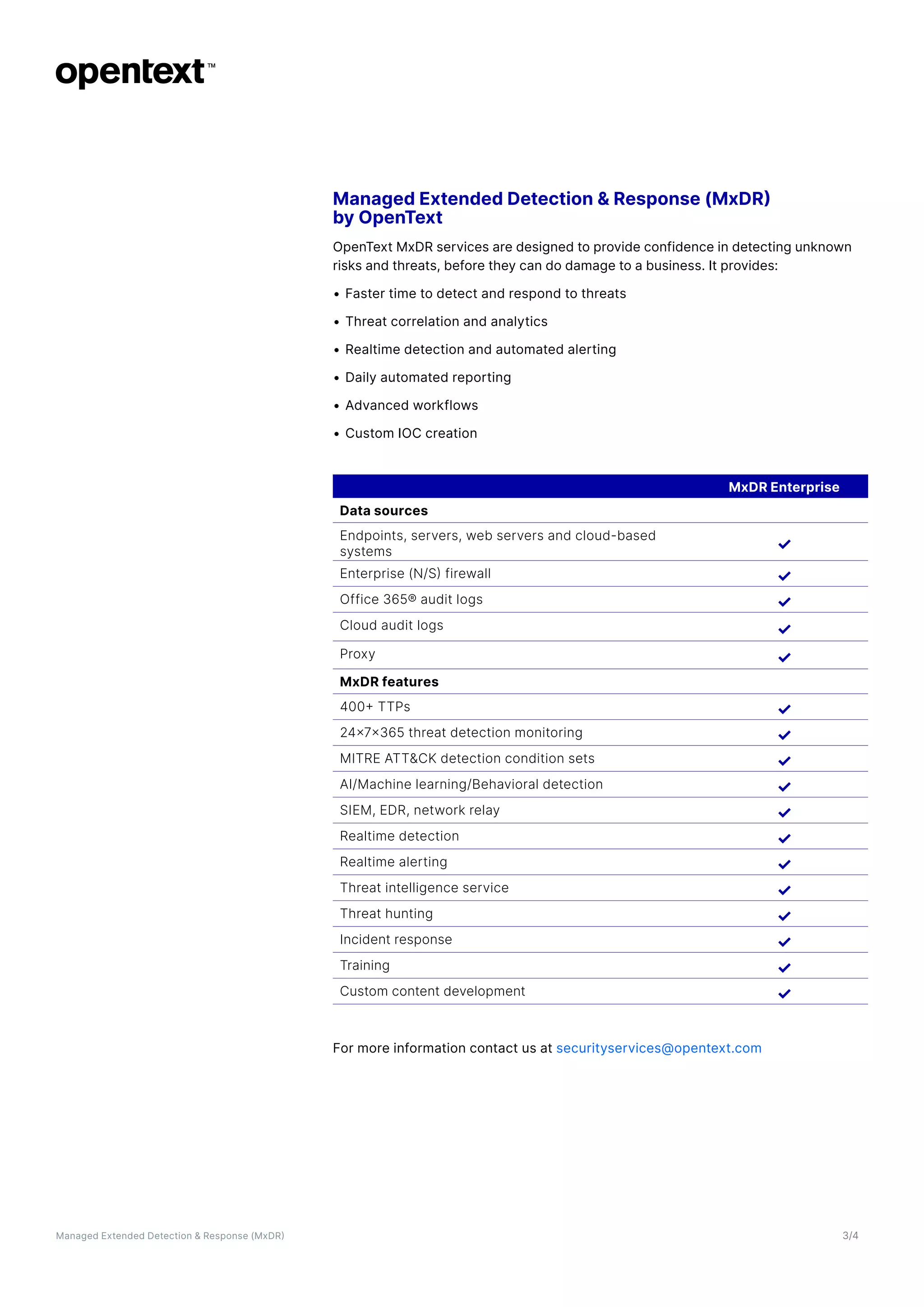 OpenText Managed Extended Detection and Response (MxDR) | PDF