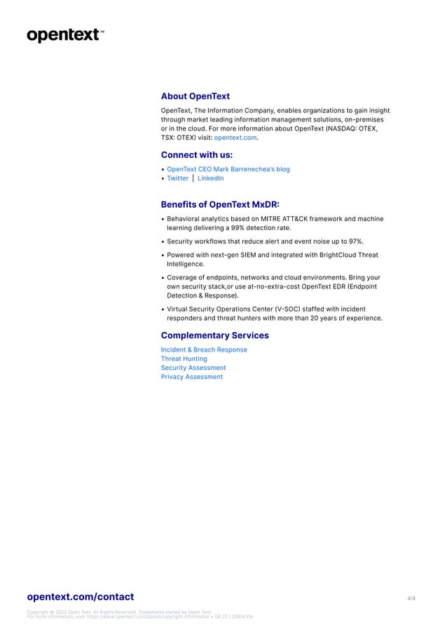 Opentext Managed Extended Detection And Response Mxdr Pdf