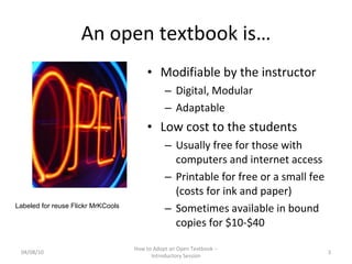 Open Textbooks: A Brief Introduction | PPT | College Education | Education