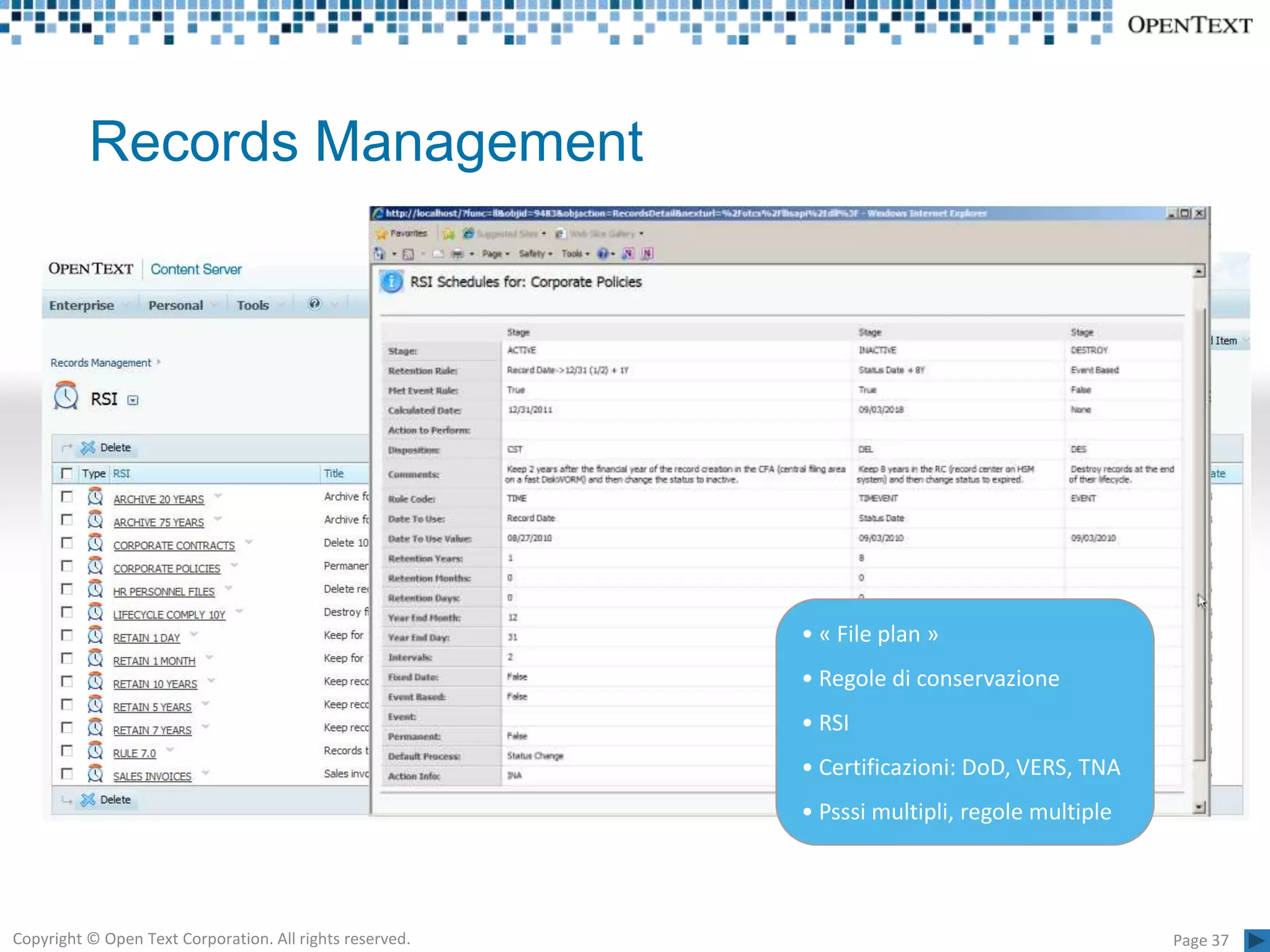 Open text content lifecycle management 2010 | PPTX