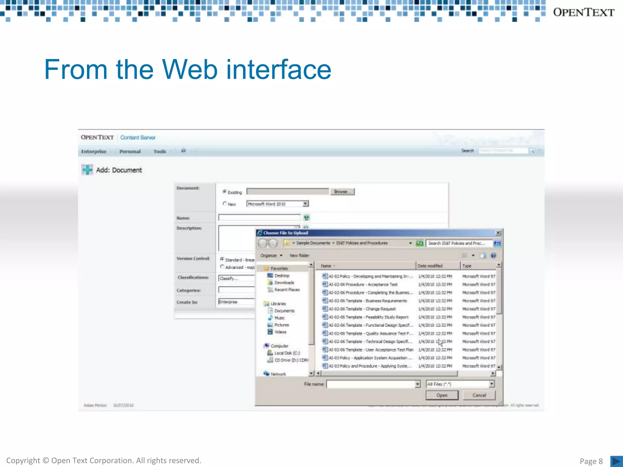 Open text content lifecycle management 2010 | PPTX