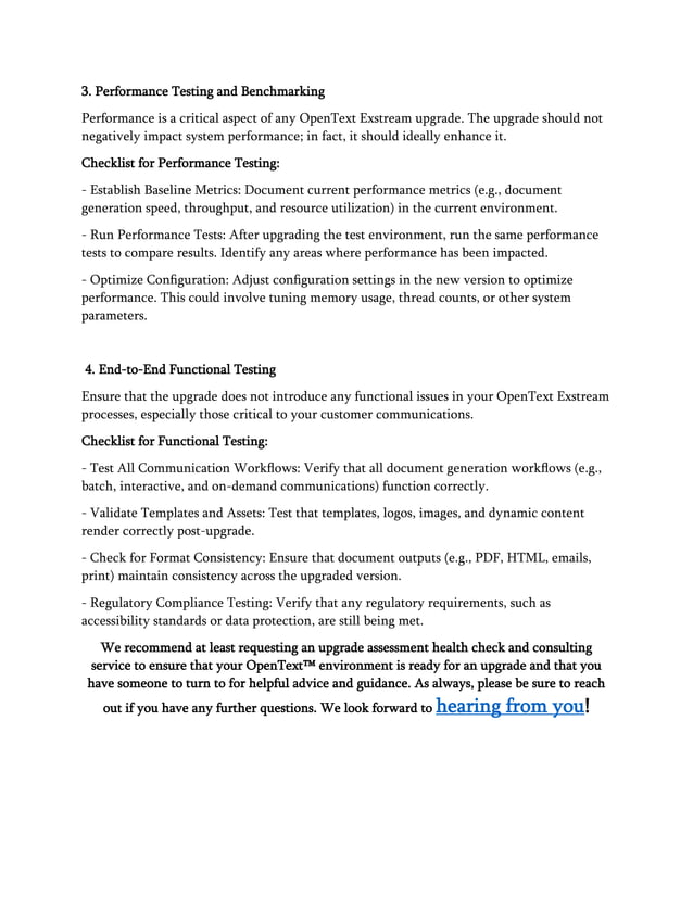 Opentext Exstream Checklist Guide For A Successful Upgrade 1 Pdf Free