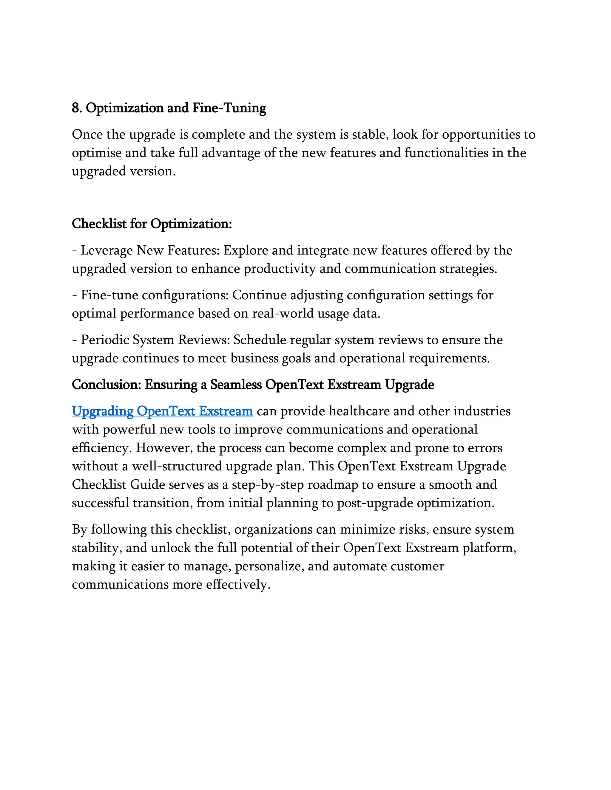 OpenText Exstream Checklist Guide for a Successful Upgrade_2.pdf | IT ...