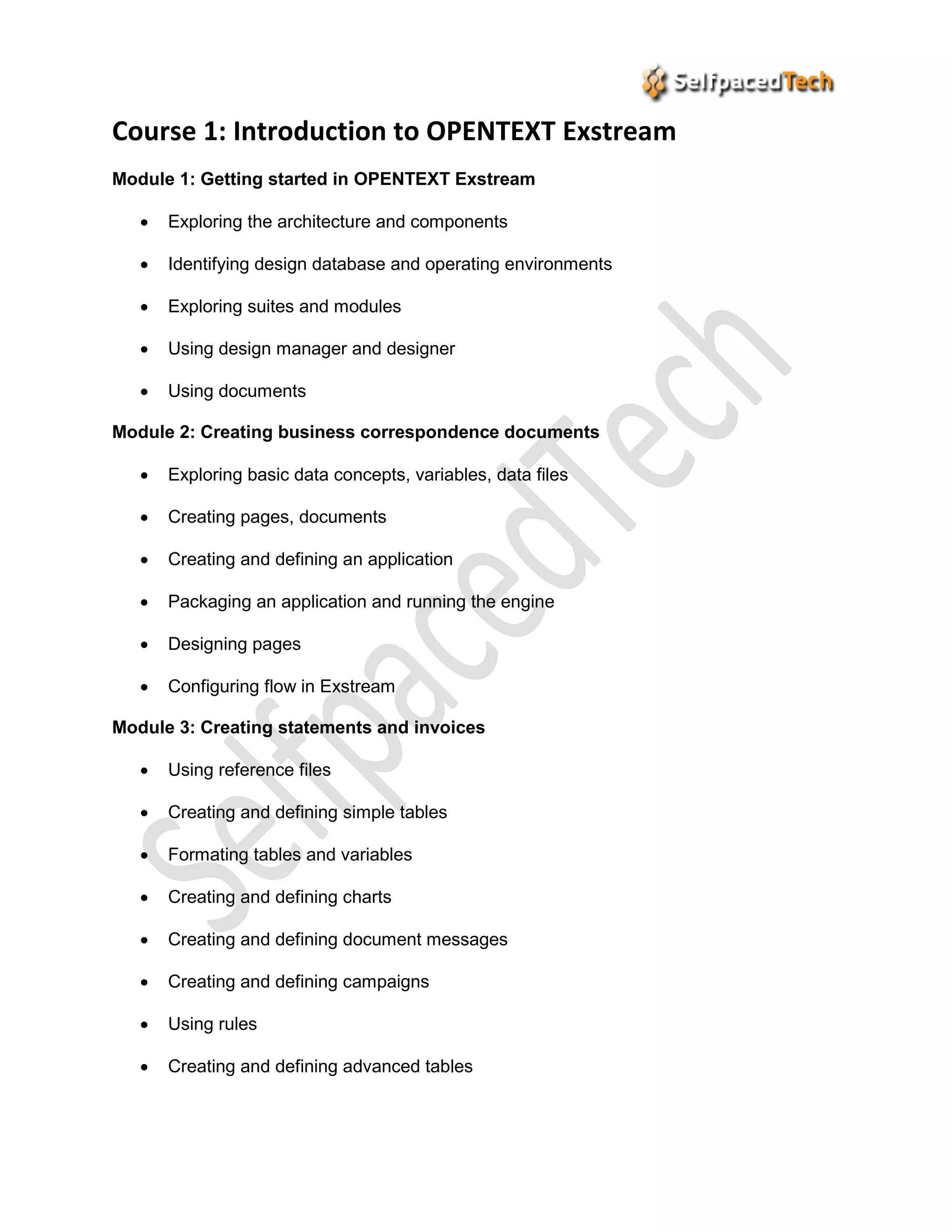 Opentext exstream dialogue online training | Opentext exstream dialogue ...