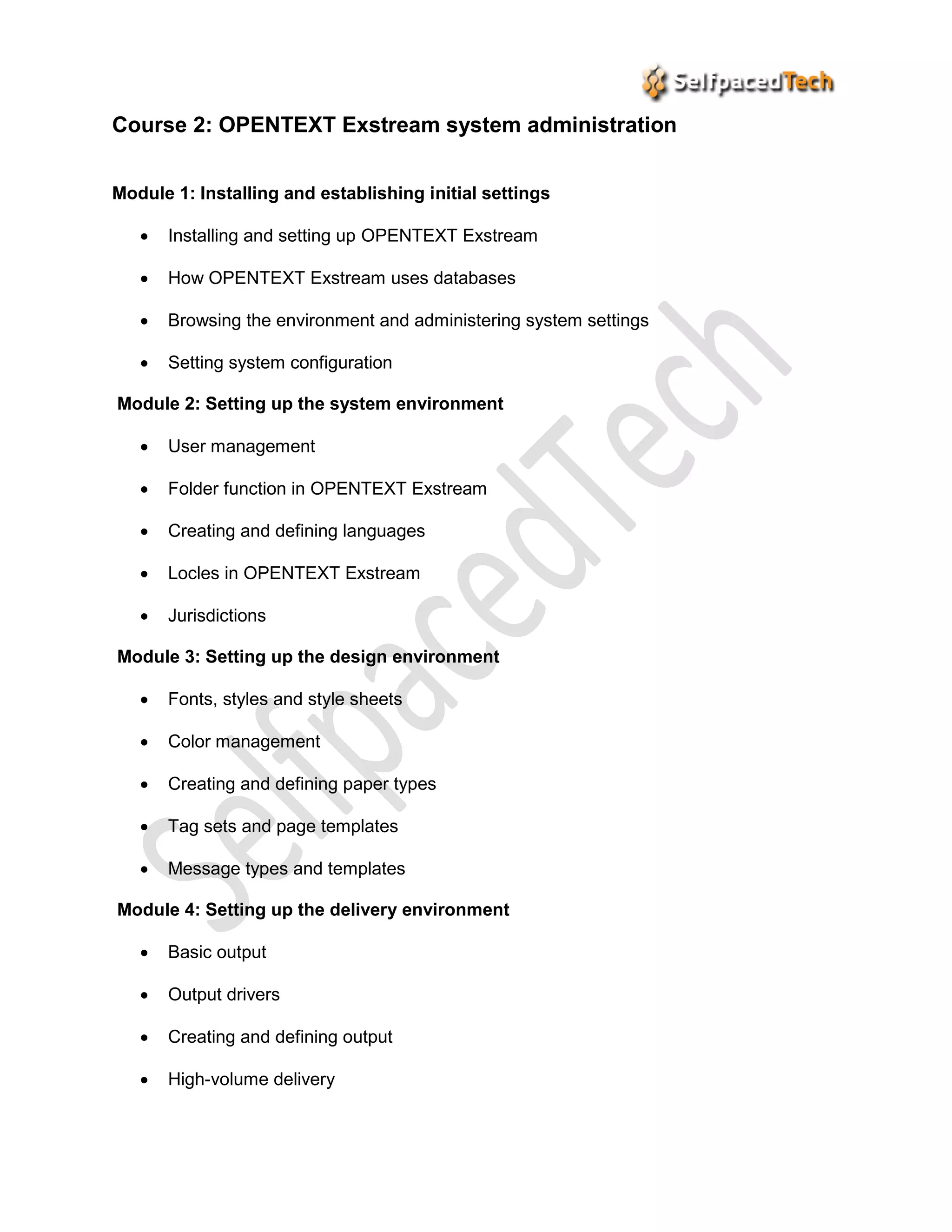 Opentext exstream dialogue online training | Opentext exstream dialogue training | SelfpacedTech ...