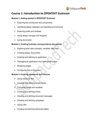 Opentext exstream dialogue online training | Opentext exstream dialogue training | SelfpacedTech ...