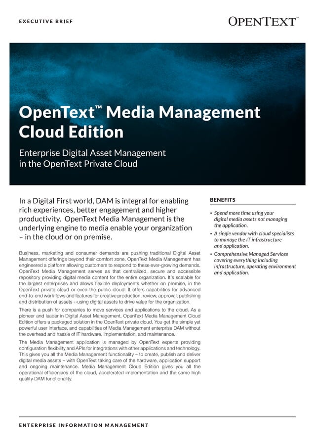 Open text media management cloud edition enterprise digital asset management in the opentext ...