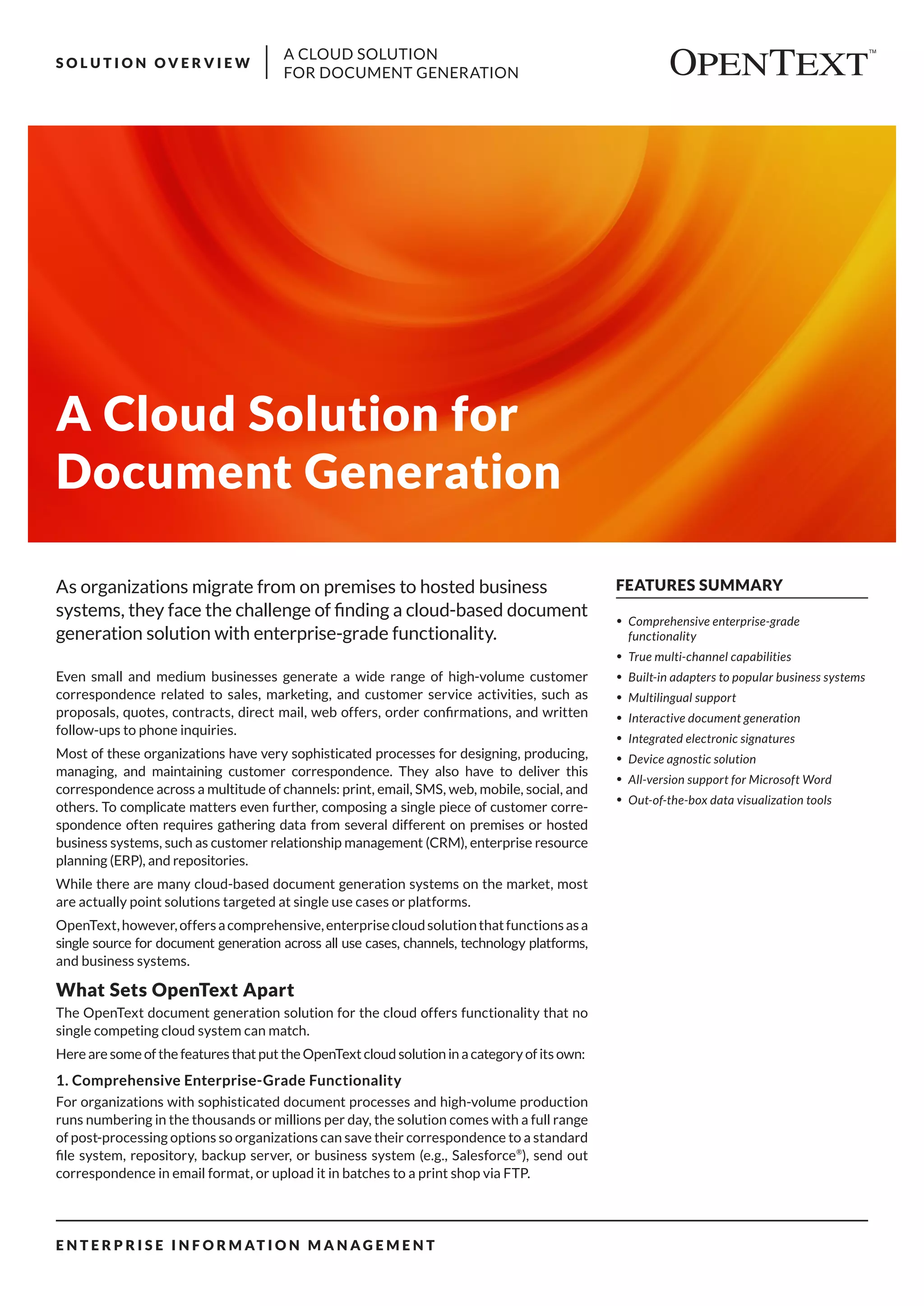 OpenText PowerDOCS: A Cloud Solution for Document Generation | PDF