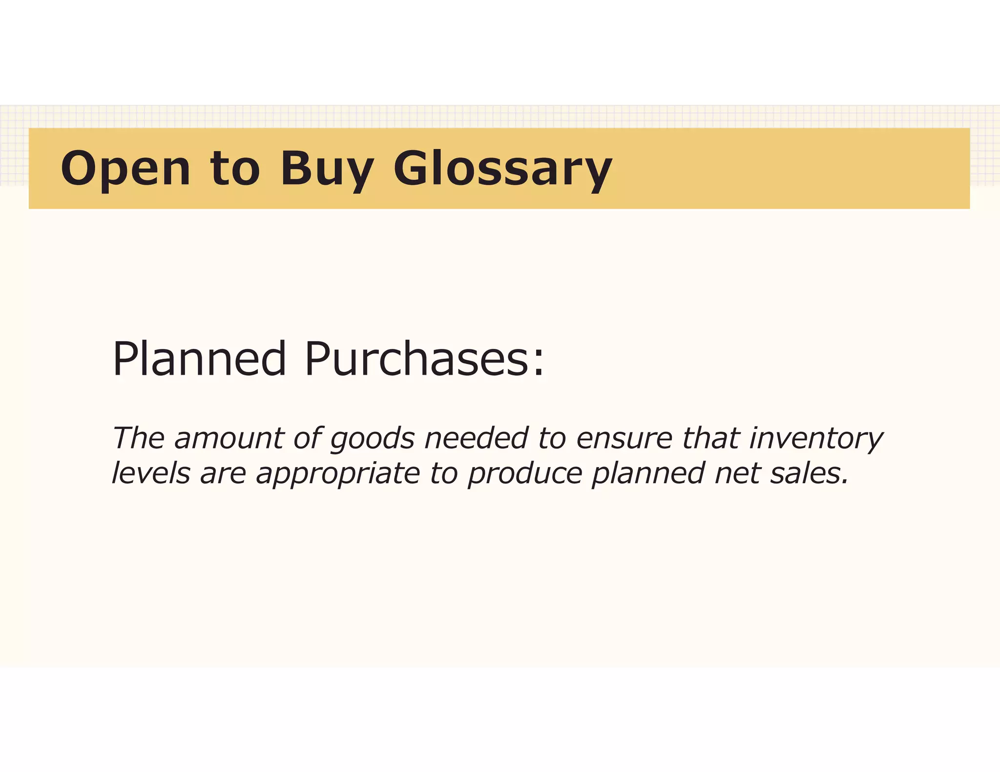 Open to Buy Glossary of Retail Terms | PDF