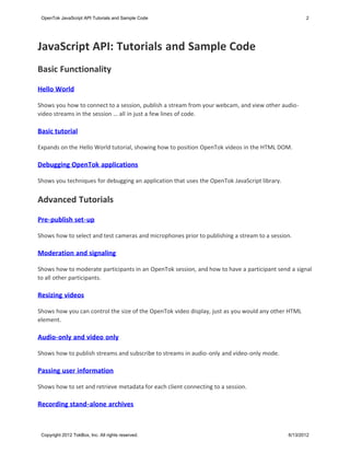 Open tok api_tutorials | PDF