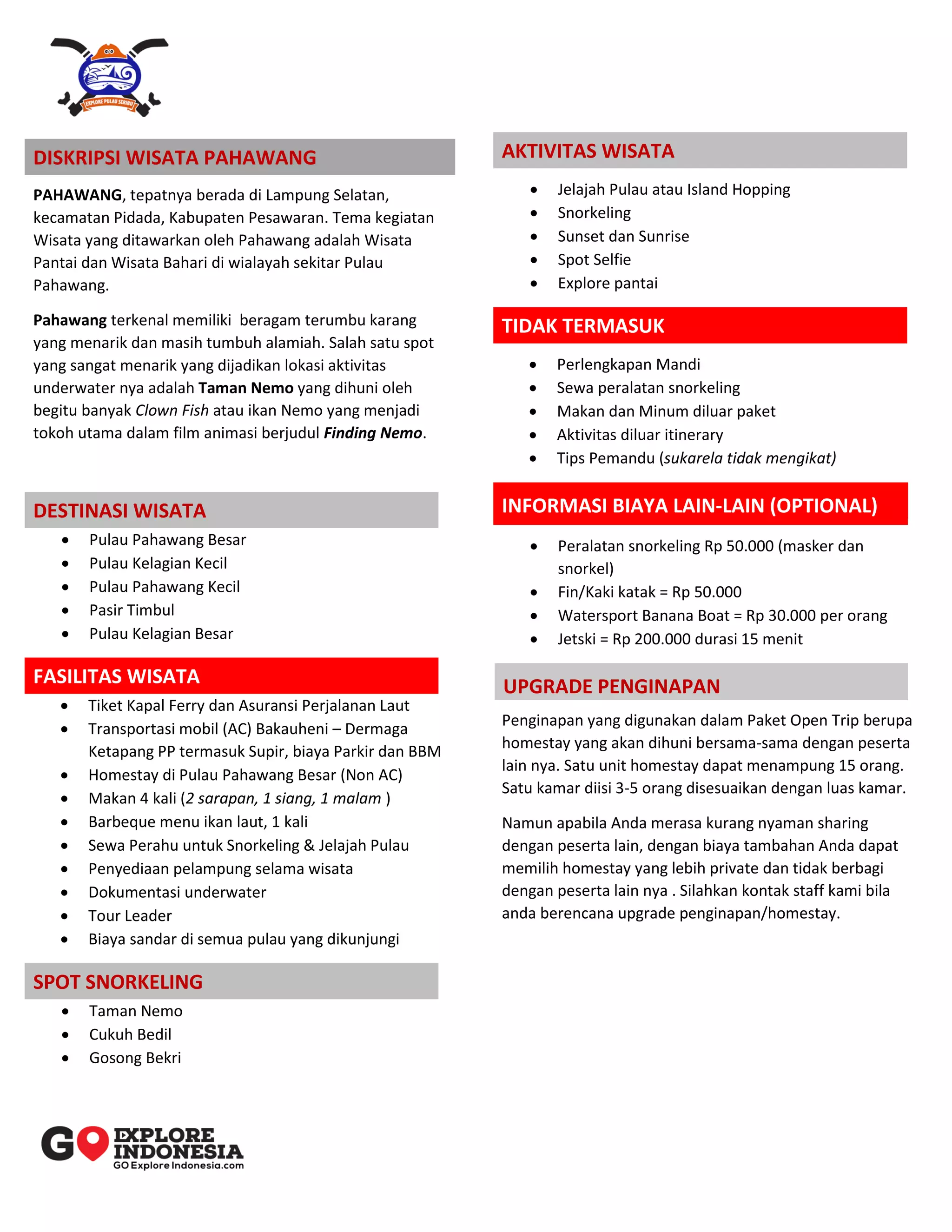 Opentrip Pulau Pahawang | PDF