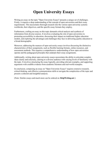 Open University Essays.pdf | Homework and Study | Education