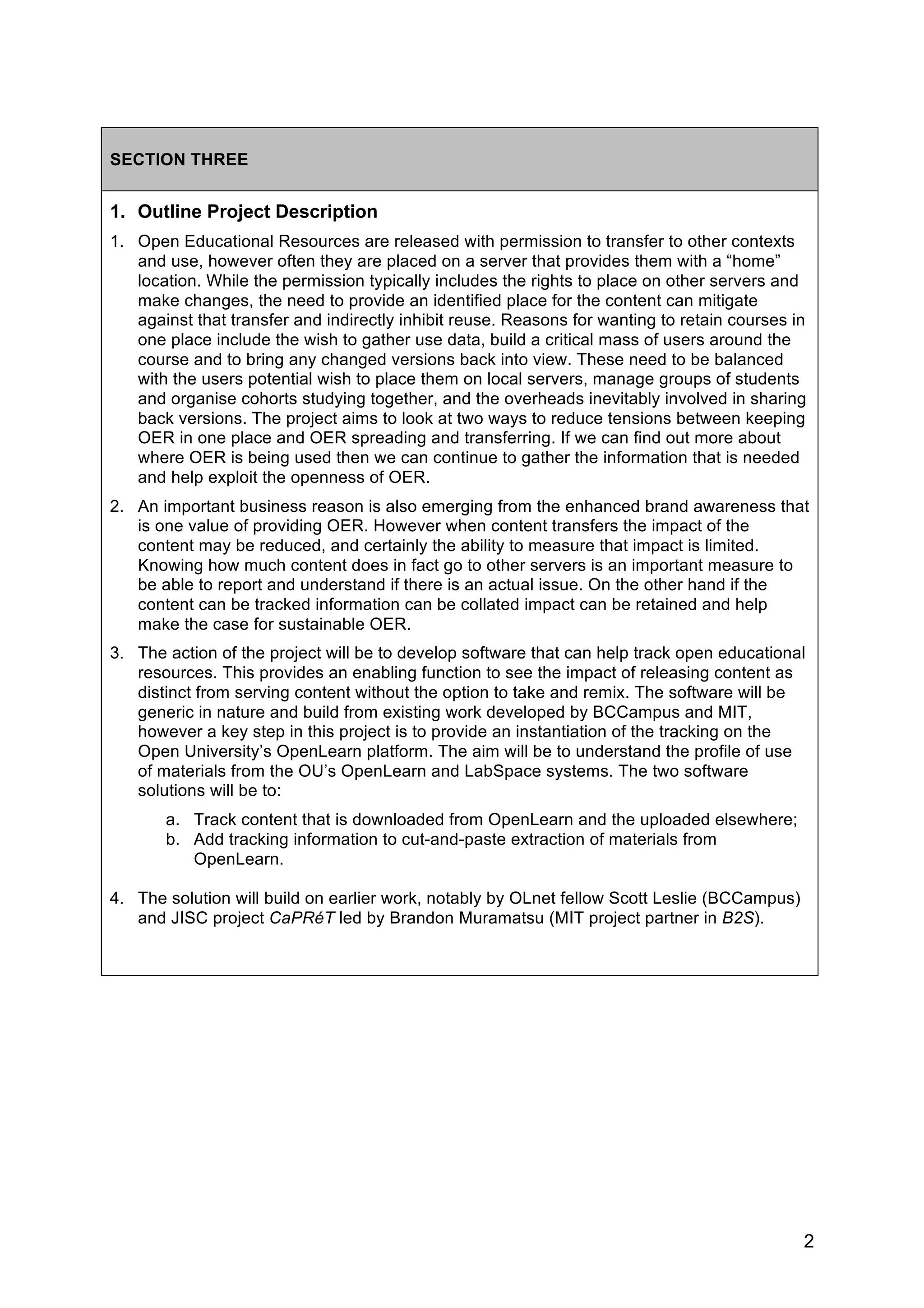 TRACK OER - Project proposal | PDF